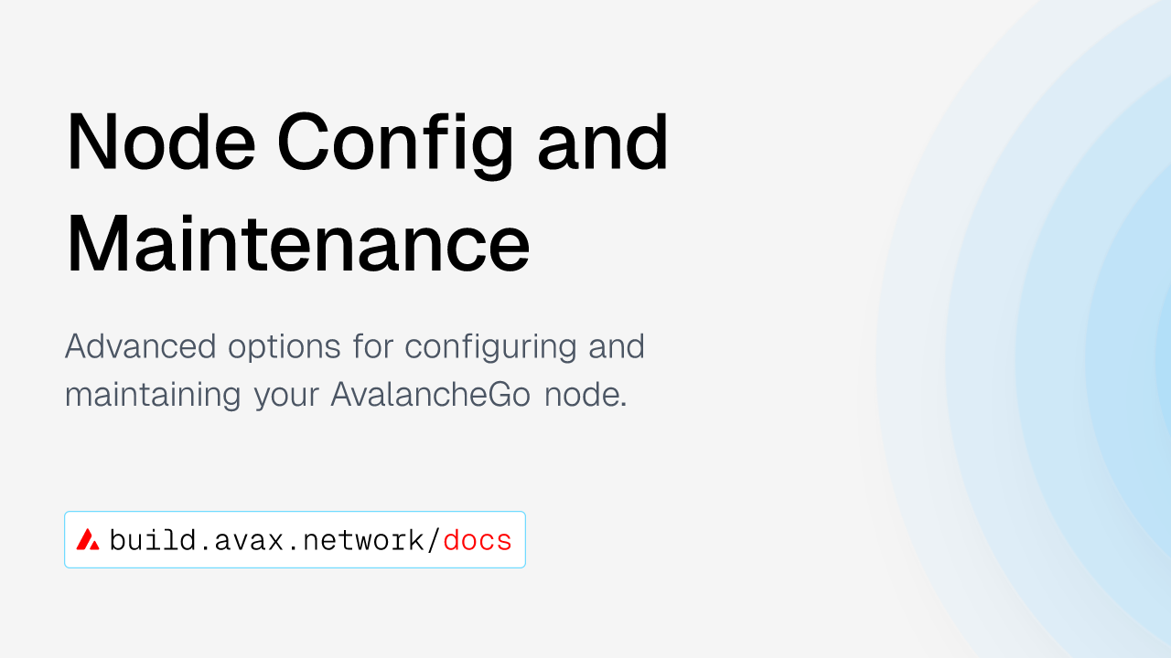 Node Config and Maintenance | Avalanche Builder Hub